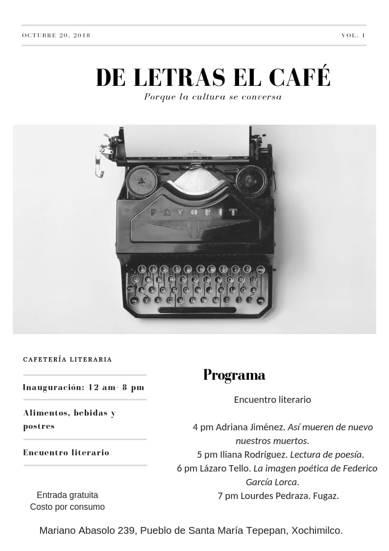 De letras el café, cafetería literaria – Iliana Rodríguez